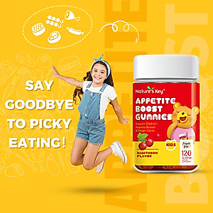 Nature's Key Appetite Booster Gummies - for Kids to Eat More, Support Appetite Stimulant and Weight Gainer -Hawthorn Flavor (120 Count, Pack of 1)