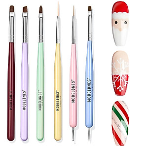 Modelones Nail Art Brush Set, Nail Art Tools with Nail Polish Brush, Nail Extension Gel Brush, Nail Liner Brush, Nail Carved Brush, Nail Dotting Pen, and Builder Nail Gel Brush for Salon at Home DIY