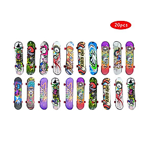 RONGYI Finger Skateboard Set, 20 Pieces Finger Skateboard Professional Mini Fingerboards Skatepark Game Keychain Decoration for Skateboard Lovers Gifts for Children, One Sided Pattern