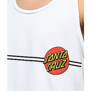 SANTA CRUZ Men's Tank Top Classic Dot Skate Tank Top -White, Size:Medium