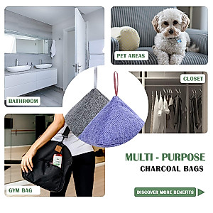 8 Pack Charcoal Bamboo Bags Nature Fresh Charcoal Bags Activated Charcoal Odor Absorber Eliminator Bag (8 x 200g)