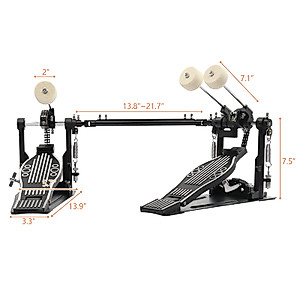 Ktaxon Double Bass Drum Pedals, Double Chain Drum Step on Hammer for Drum Set and Electronic Drums