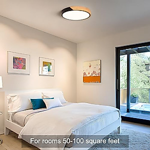 Goomavi Modern LED Ceiling Light, Black Round Wood Flush Mount Ceiling Light Fixture,Minimalist Lighting Ceiling Lamp for Hallway Entryway Bedroom Closet Laundry Room-Not Dimmable 4000K 11.8 Inch