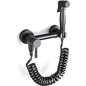 BINCAVIDOU Bidet Spray Set, Toilet Bidet Set Black Brass Hot Cold Bathroom Toilet Shower Blow fed Spray Gun Nozzle Bidet Faucet Bathroom,D