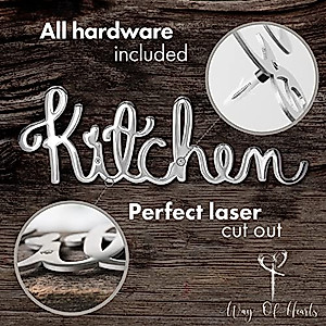 Way Of Hearts - Metal Kitchen Sign for Kitchen Wall Decoration - Silver, 13 X 4.4 inches - Polished Stainless Steel Cut Out Plaque - Dining Room Wall Decor - Decoracion Para Cocina