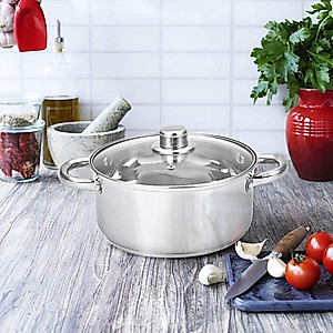 Bene Casa Classics Stainless Steel Dutch oven with Glass lid. 3 Quart