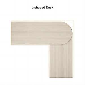 homary Modern Office Desk L-Shaped Table with 1 Cabinet & 2 Drawers 60" Executive Desks (Wash White)