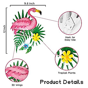 dreamskip Pink Flamingo Wall Decor, Outdoor Metal Wall Art, Flamingo Gifts for Woman, Decoration for Garden, Yard, Party