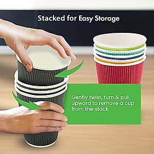 8 Ounce Disposable Coffee Cups, 500 Double Wall Hot Cups For Coffee - Lids Sold Separately, Rippled Wall, Light Pink Paper Insulated Coffee Cups, For Coffee, Tea And More-Restaurantware