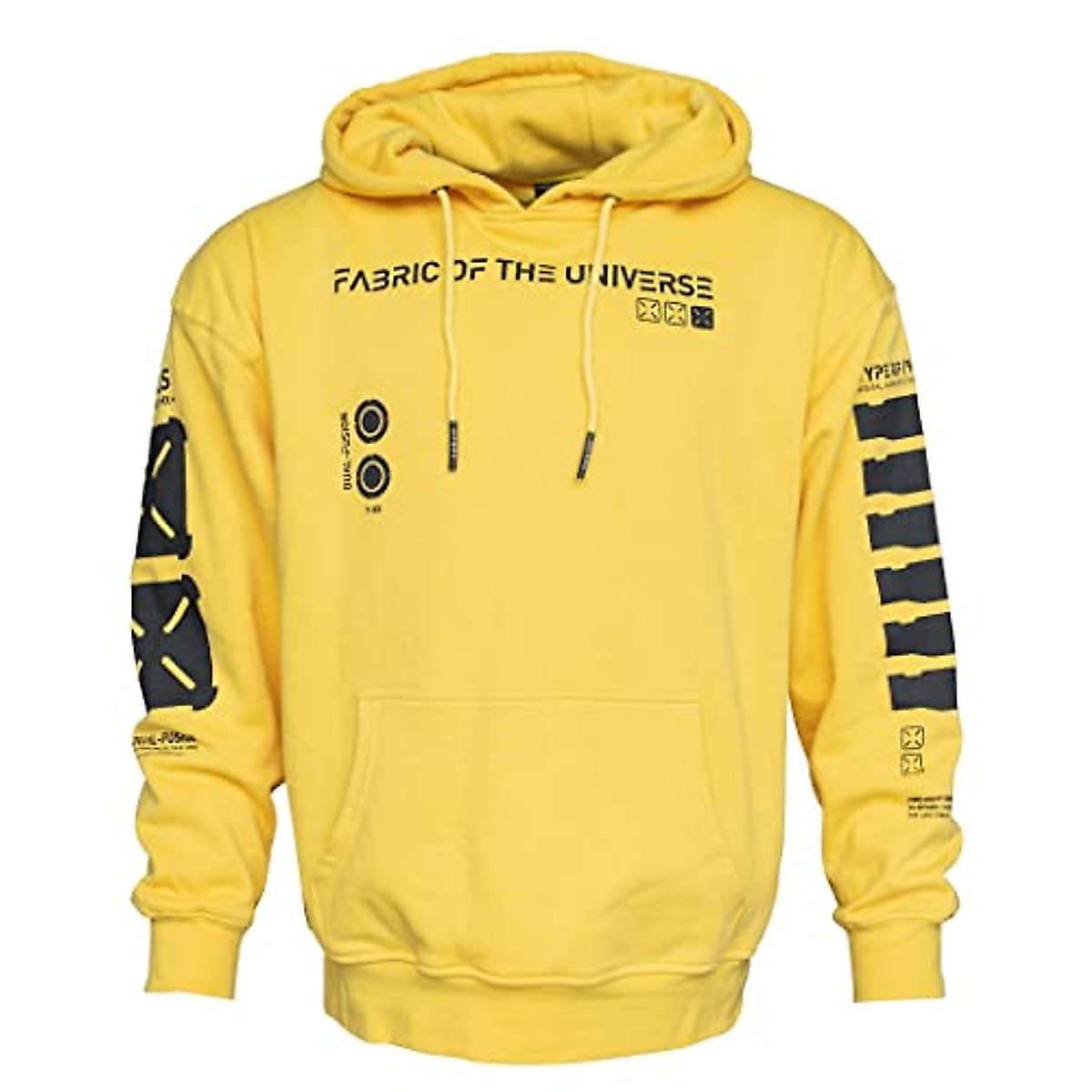 Fabric of the Universe Techwear Graphic Cyberpunk Streetwear Fashion Hoodie (Yellow Y-2050, Medium, m)