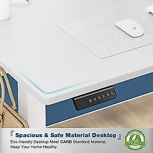 DUMOS Electric Height Adjustable 40 x 24 Inches Ergonomic Memory Preset, Sit Computer Home Office Desk Standing Table with T-Shaped Metal Bracket, White, 4024