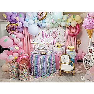 Avezano Two Sweet Donut Birthday Backdrop Sweet Donut Second Birthday Party Background 7x5ft Vinyl Sprinkles Donut Themed Birthday Party Decorations Backdrops for Girls
