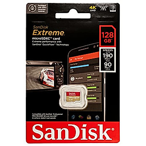 SanDisk MicroSD Extreme 128GB Memory Card Works with GoPro Action Camera Hero 11 Black, Hero11 Black Mini (SDSQXAA-128G-GN6MN) A2 V30 U3 Bundle with 1 Everything But Stromboli Micro SDXC Card Reader