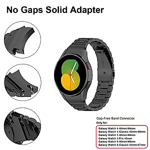 Sankel Stainless Steel Adapter Compatible for Samsung Galaxy Watch 4/5 Strap, Watch Band Metal Replacement Connector for Galaxy Watch 4/5 44mm 40mm, Watch 5 Pro 45mm,Watch 4 Classic 42mm 46mm (Black)