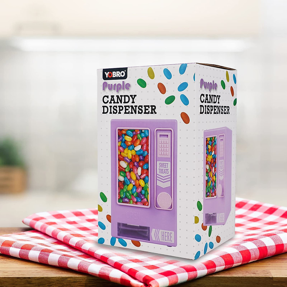 YOBRO Candy Dispenser, Cute Wending Machine for Desktop, Manual Candy Machine, Dispense Mini Candies, Birthday&Christmas Gift for Girls, Gift for Friends Girlfriends, Purple