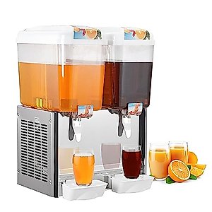 Commercial Beverage Dispenser, Towallmark 2 Tanks 9.5 Gallon 36L Commercial Juice Dispenser, 18 Liter Per Tank, 280W Stainless Steel Food Grade Ice Tea Drink Dispenser with Thermostat Controlle
