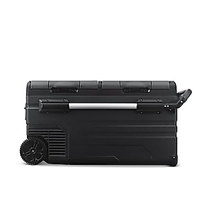 Newair Portable 80 Qt. Electric Car Camping Cooler with 4 Battery Protection Modes, Dual Zone Fridge and Freezer Storage, Retractable Handle, Outdoor Wheels and Rugged Construction