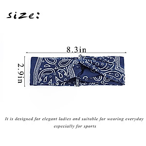 Urieo Boho Headbands Stretch Paisley Print Bandana Headband Criss Cross Hair Bands Knotted Head Wrap Yoga Daily for Women and Girls (Pack of 4) (A)