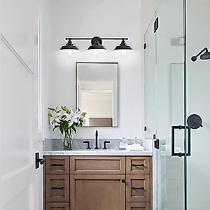 GoYeel Bathroom Vanity Light Fixtures Over Mirror Matte Black Vanity Wall Sconce Lighting 3 Lights Rustic Farmhouse Vanity Light Industrial Indoor Wall Light Fixture for Bathroom Dressing Table