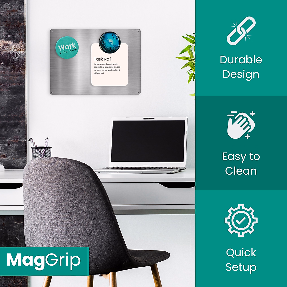 MagGrip GripPlate Stainless Steel Plate Spice Jar Grips | Easily attach over 6 Large 6.5 x 9 Inches | Any Space, Any Place not Included