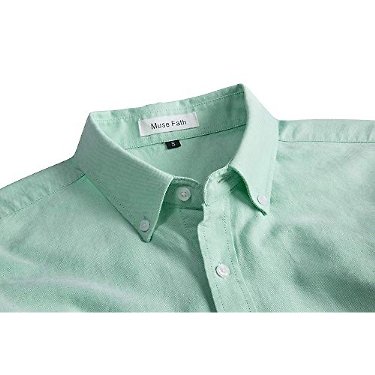 MUSE FATH Men's Button Down Dress Shirt-Cotton Casual Long Sleeve Shirt-Party Dress Shirt-Light Green-XL