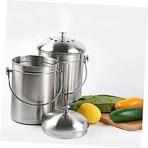 GATHINESS Stainless Steel Compost Bucket Indoor Compost bin Kitchen composter Metal Planter Waste Paper Basket Stylish Rubbish containers Counter Compost bin Compost Pail Rubbish Truck Food