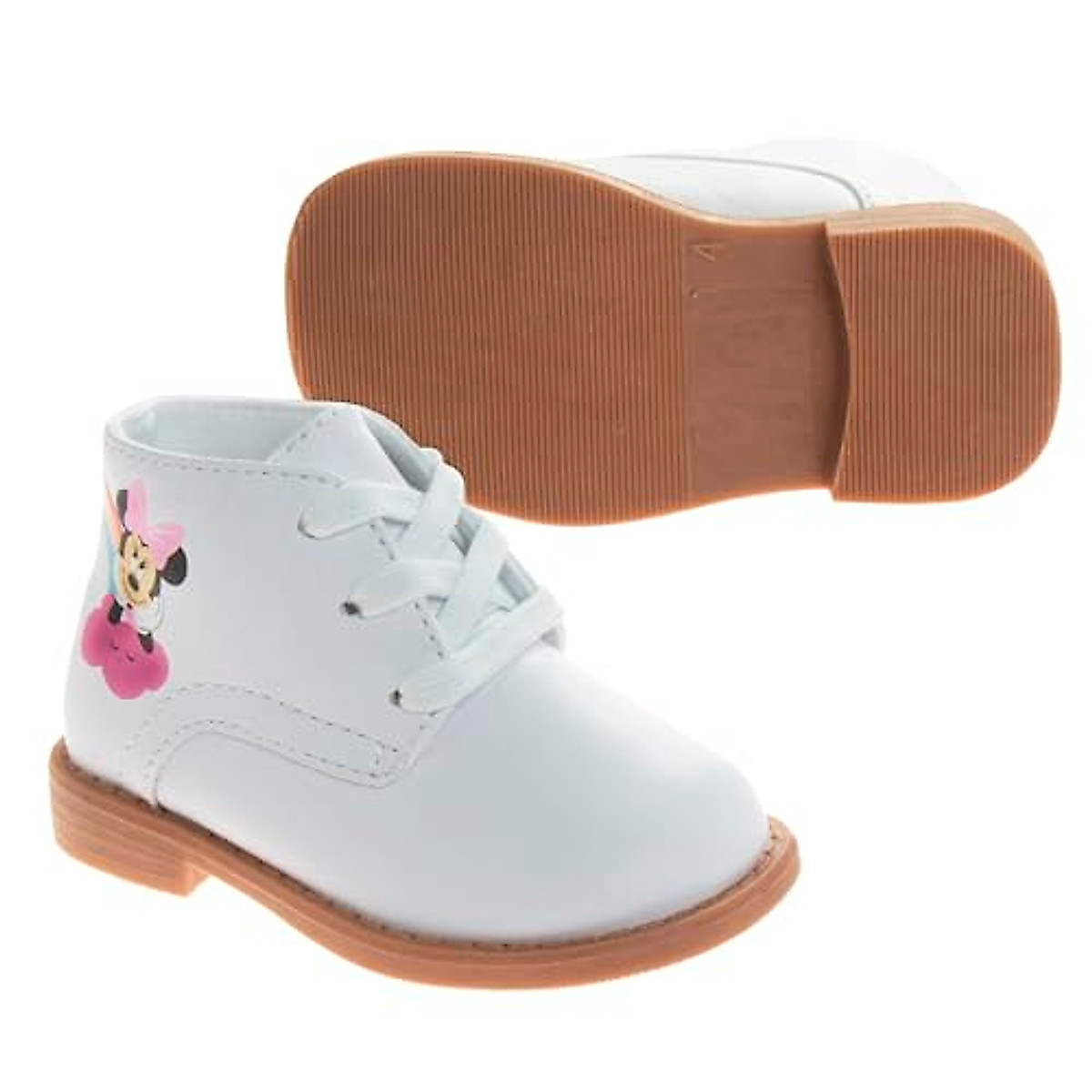 Josmo Baby Boys Girls Unisex Walking Shoes First Step Walker - Lightweight Synthetic Dress Boots Non-Slip Bottom High top -White/Pink (Size 4 Infant)