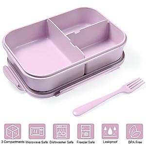 Jeopace Bento Box Kids Lunch Containers for Kids with 4 Compartments Kids Bento Lunch Box Microwave Safe (Flatware Included,Light Blue)