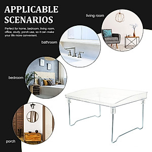 Desk Cup Holder Clear Lap Desk Folding Acrylic Bed Tray Countertop Storage Rack Clear Laptop Stand Bed Desk Table for Reading Eating Writing Kitchen Bathroom Storage Holder