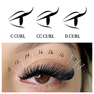VEYES INC Easy Fan Volume Lash Extensions 03 05 07 J/B/L/C/CC/D/DD Curl 8-25mm Mixed & Single Length Tray, Matte Black Self Fanning Eyelashes, Professional Supplies for Lash Techs (0.05 D 8-16mm)