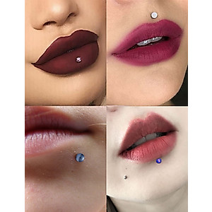 Vsnnsns 16G Lip Rings Stainless Steel Labret Monroe Lip Rings Nail Cartilage Tragus Helix Earrings Studs Ring Medusa Piercing Jewelry for Women Men 8mm