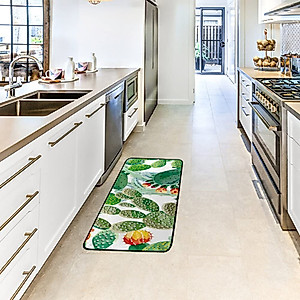 Baegutly Doormat Floor Mat Cactus Tropical Green Plants Floral Flowers Long Kitchen Mat 72inchx24 inch Area Rug Runner for Kitchen Cooking