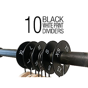 NAHANCO CBWKIT1 Black Round Clothing Rack Size Dividers with White Print for Home or Clothing Store, XS-XL, Kit of 10 (5 Sizes of 2 Each)