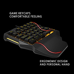 7KEYS One-Handed Gaming Keyboard RGB Backlit, 35 Keys Ergonomic Mini Keyboard with Wrist Rest, Half Keyboard for PC Gaming (Keypad Set B)