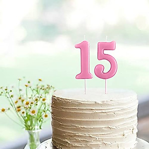 eusbon 1st Birthday Candle, 2.76” Big Size Number Candle for Cake Decoration, Birthday Party, Wedding Anniversary, Pink (Number 1)