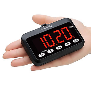 DreamSky Digital Kitchen Timer with Large Red LED Display, Count Up Countdown Timer for Classroom, Magnetic Digital Timer for Cooking/BBQ/Sports/Yoga, Battery Operated Timer with ON/Off Button