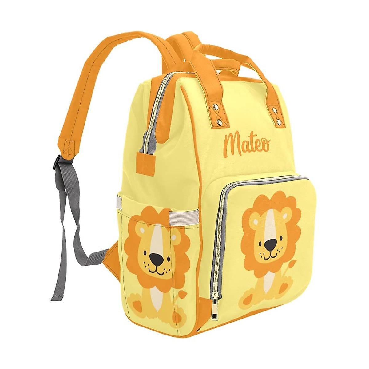 Lion Personalized Diaper Bag Backpack Tote with Name,Custom Travel Nappy Mommy Bag Backpack