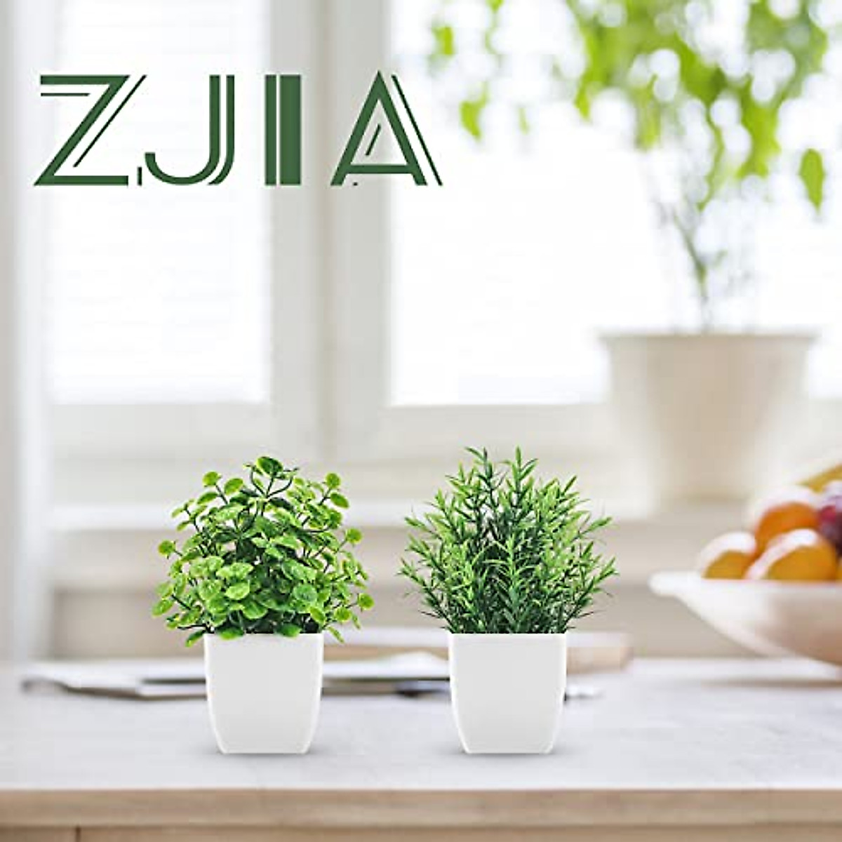 ZJIA 2 Packs Fake Plants Small Artificial Greenery Faux Plants Indoor for Home Farmhouse Bathroom Shelf Decor