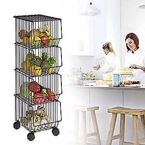 Cbhfmljd 4-Tier Wire Shelving Rack Shelf Household Kitchen Storage Metal Shelf Organizer, Non-Slip Pads and Removable Sliding, Waterproof and Ventilated for Pantry Closet Kitchen Laundry