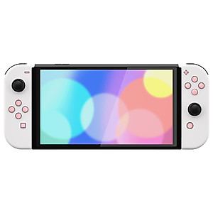 eXtremeRate Replacement Two-Tone Jelly Buttons for JoyCon, Pale Red & Clear w/Symbols Custom Controller ABXY Direction Home Capture + - Keys, DIY Action Face Buttons for Nintendo Switch & Switch OLED