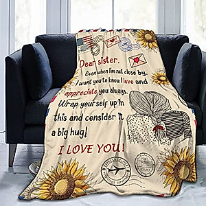 AJIIUSV to Sister Gifts Sunflower Sister Throw Blanket Christmas Blanket Gifts for Sister Birthday Thanksgiving Valentines Gifts 50"x60"