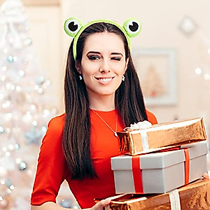 WLLHYF 1Pcs Cute Frog Headband Spa Headband Head Hoop Frog Eye Makeup Head Band Soft Elastic Hair Band for Washing Face Head Wrap Funny Hair Band for Girls Women Yoga Skincare Headbands