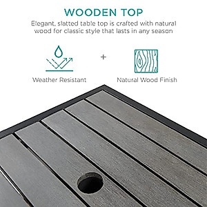 Best Choice Products Wicker Side Table with Umbrella Hole, Square PE Rattan Outdoor End Table for Patio, Garden, Poolside, Deck w/UV-Resistant Frame, Storage Space - Gray