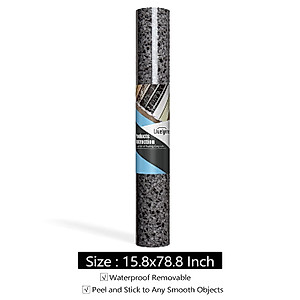 Livelynine Dark Granite Contact Paper for Countertops Peel and Stick Countertop Covers Waterproof Granite Countertop Wallpaper for Bathroom Kitchen Counter Top Laminant Charcoal Gray 15.8"X78.8"