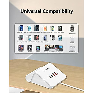 Solopen USB C Charging Station 45W USB C Charger Block with 2 USB C 20W PD Fast Charging Station for Multiple Devices for iPhone 13/12/11, Samsung Galaxy,iPad Pro, Pixel 4/3（White）