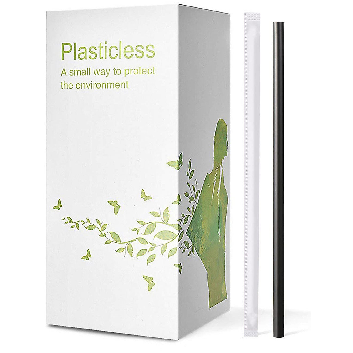 200 Count 100% Individually Wrapped Compostable PLA Straws-KTOB Biodegradable Black Disposable Drinking Straws-Eco Friendly Plant-Based Plastic Coffee Straws Sustainable