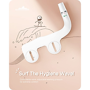 Ciays Bidet Attachment for Toilet Ultra-Slim Bidet Sprayer Non-Electric Dual Nozzle for Feminine/Posterior Wash Bidet Toilet Attachment with Pressure Controls，Sliver/White