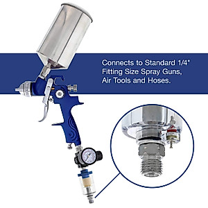 TCP Global Mini in-Line Air Filter, Oil and Water Separator (Pack of 2) - Drain Valve, Water Trap, Air Dryer, Removes Moisture, Dirt - Use on Compressor Air Line Hose, Air Tools, Paint Spray Guns