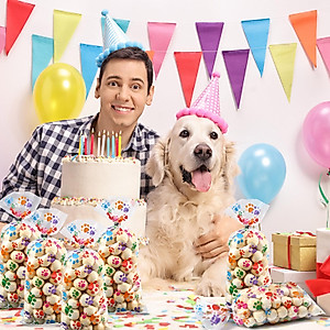 Blulu 100 Pieces Pet Paw Print Cone Cellophane Bags Heat Sealable Candy Bags Dog Paw Gift Bags Cat Treat Bags with 100 Pieces Silver Twist Ties for Pet Treat Party Favor (Colorful)