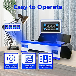 PUNEHOD A3 DTF Printer,L1800 T-Shirt Transfer Printer with White Ink Circulatory for DIY Direct Print T-Shirts, Hoodie,Fabrics (DTF Printer + Oven)